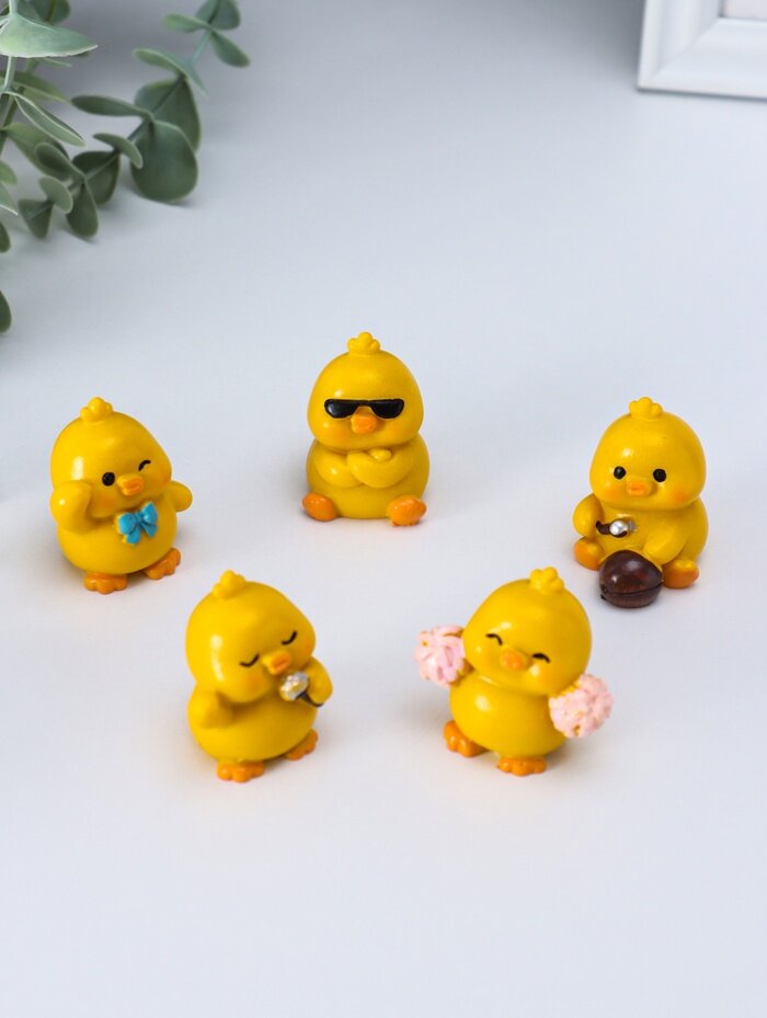 Набор фигурок 5 шт. полистоун «Весёлые цыплята», 2.8×3×4 см