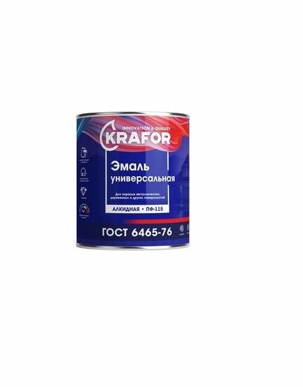 Эмаль Krafor ПФ-115 серая, 6 кг, универсальная, для внутренних и наружных работ 26063