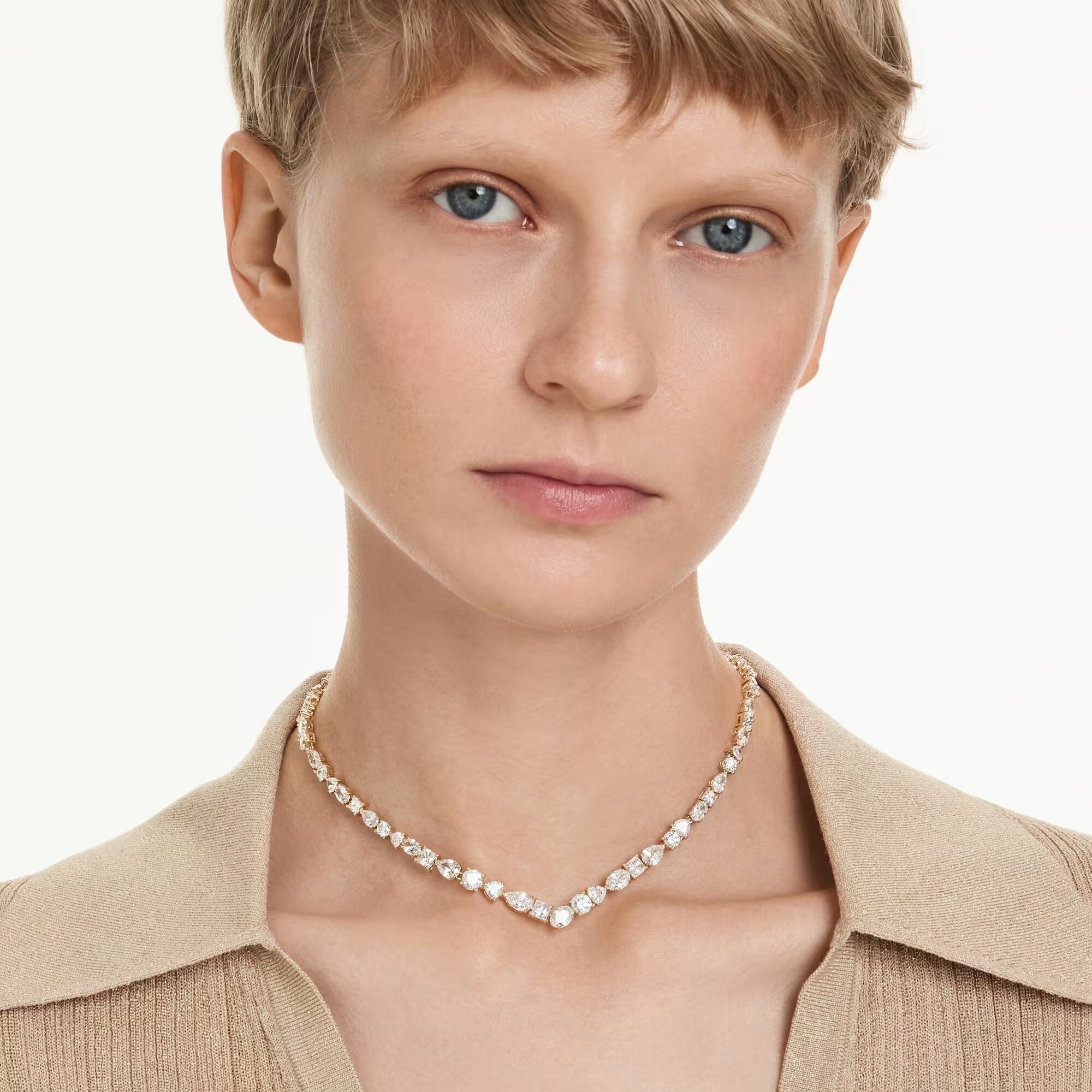 Колье SWAROVSKI, кристаллы Swarovski, длина 45 см, желтый, белый — фото 1