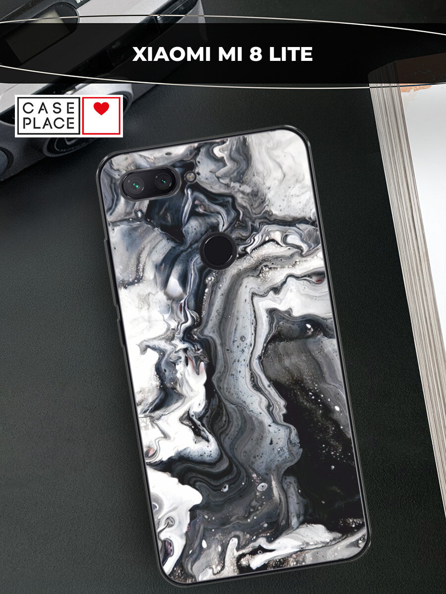 Чехол на Xiaomi Mi 8 Lite (Youth Edition) / Сяоми Ми 8 Лайт (Юс Эдишн) с принтом Бело-черные сложные полосы