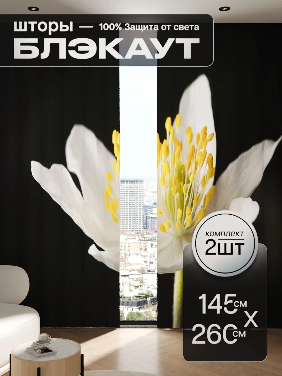 Шторы блэкаут 145x260 см 2 шт на окна плотные комплект