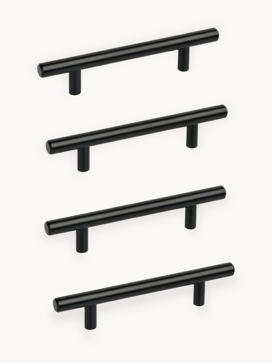 Мебельная ручка - рейлинг из нержавеющей стали 192мм / 272мм, D12мм, чёрный матовый 4 шт