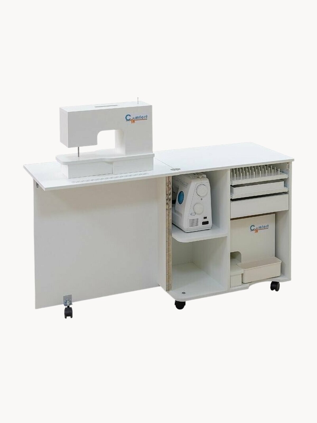 Стол-трансформер для швейной машины и оверлока Комфорт Compact (Белый премиум)