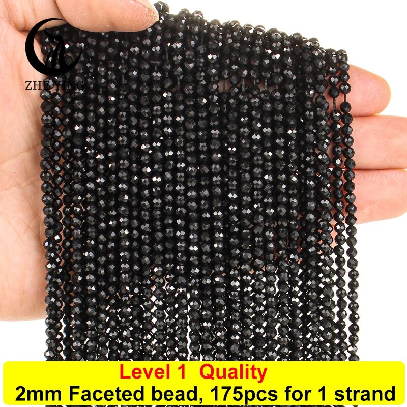 Бусины черные турмалин ZHEYING 2-10 мм 2mm faceted L.1