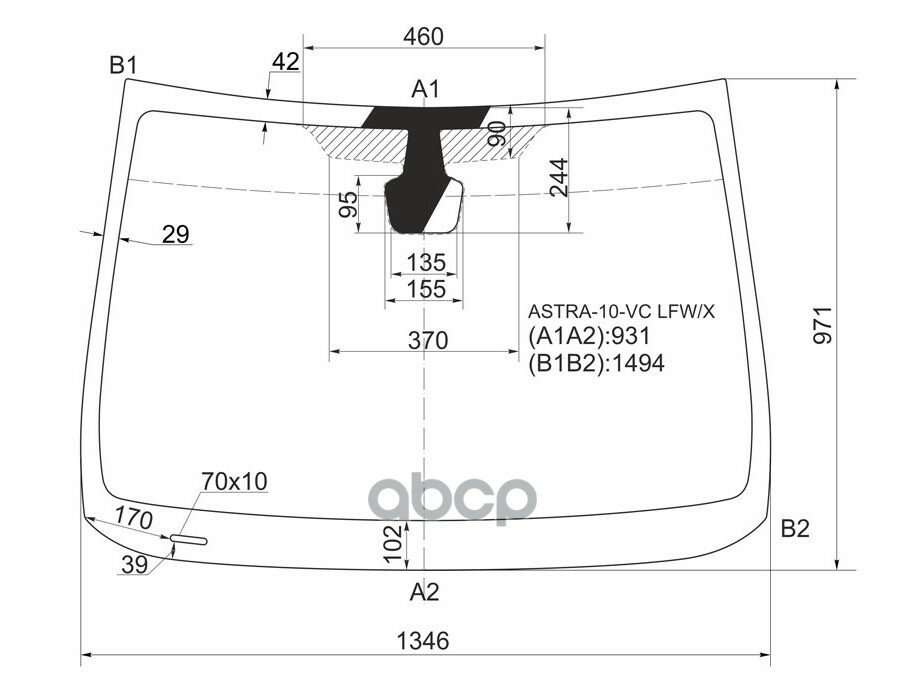 Стекло лобовое Opel Astra 09-15 XYG арт. ASTRA-10-VC LFW/X