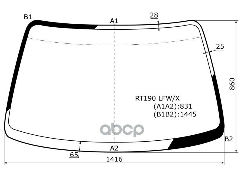 Стекло лобовое Toyota Caldina (T190) 92-02 / Carina E 92-98 XYG арт. RT190 LFW/X