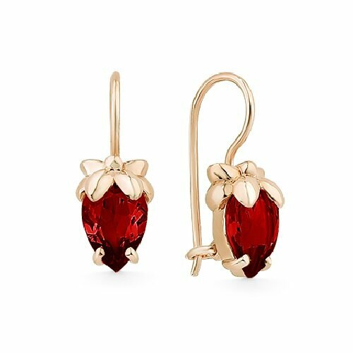 Серьги, золото, 585 проба, гранат