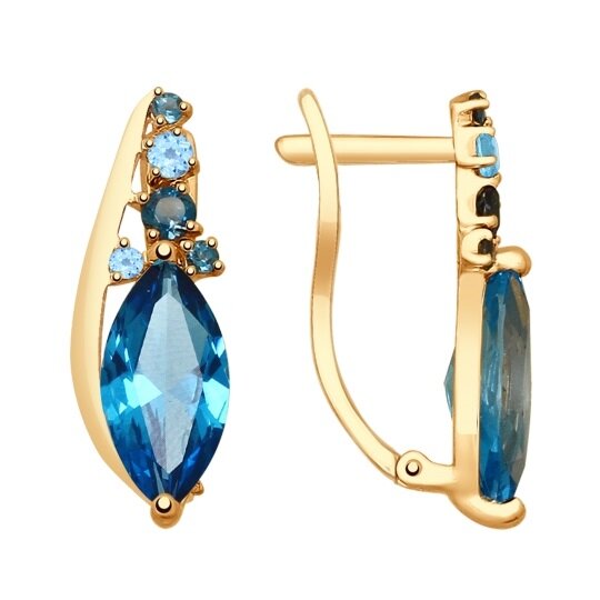 Серьги, золото, 585 проба, Лондон топаз, топаз