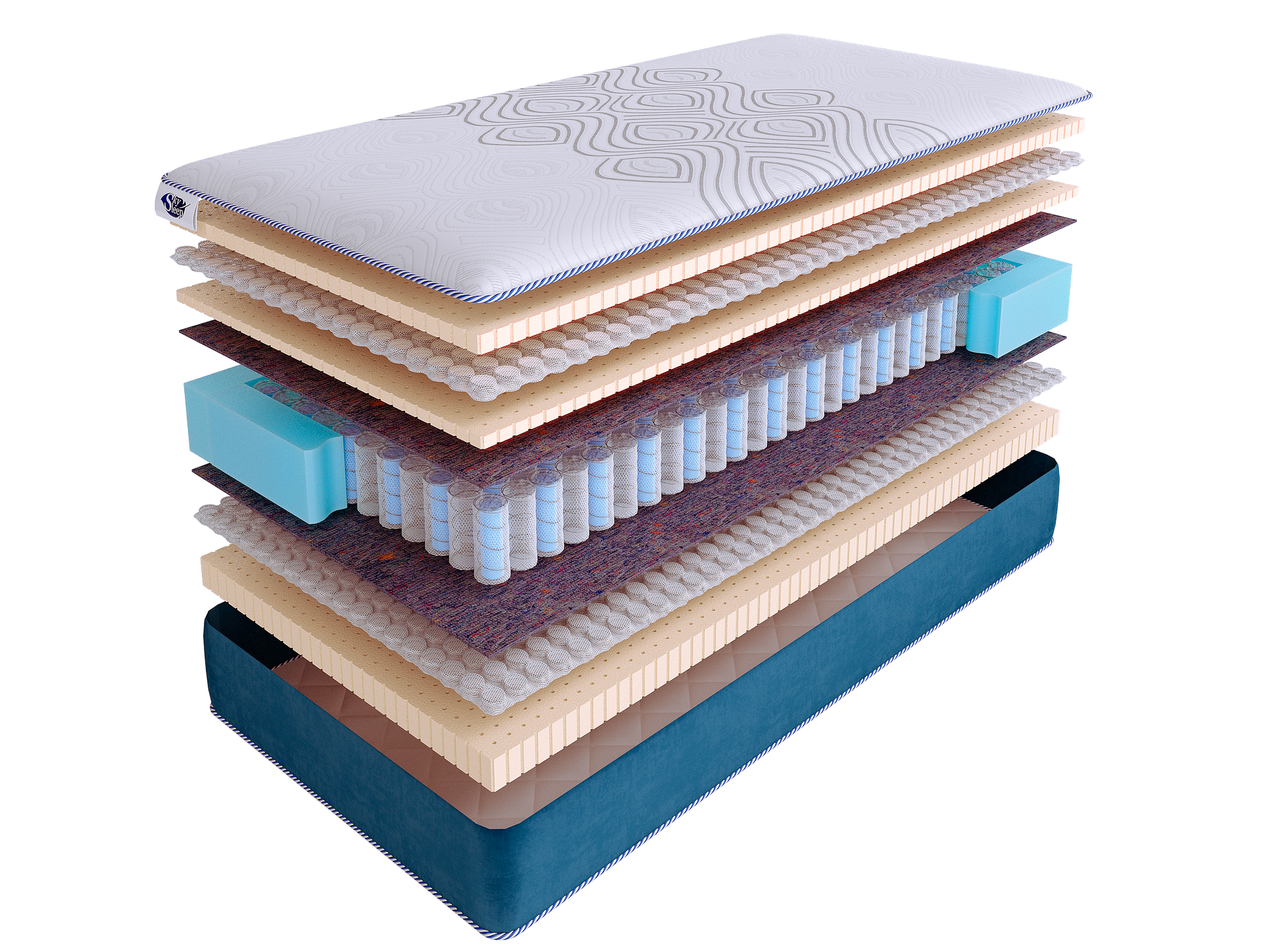 Ортопедический матрас с эксклюзивным высоким уровнем комфорта SkySleep SUPREME NANO Latex DS на кровать 200x180