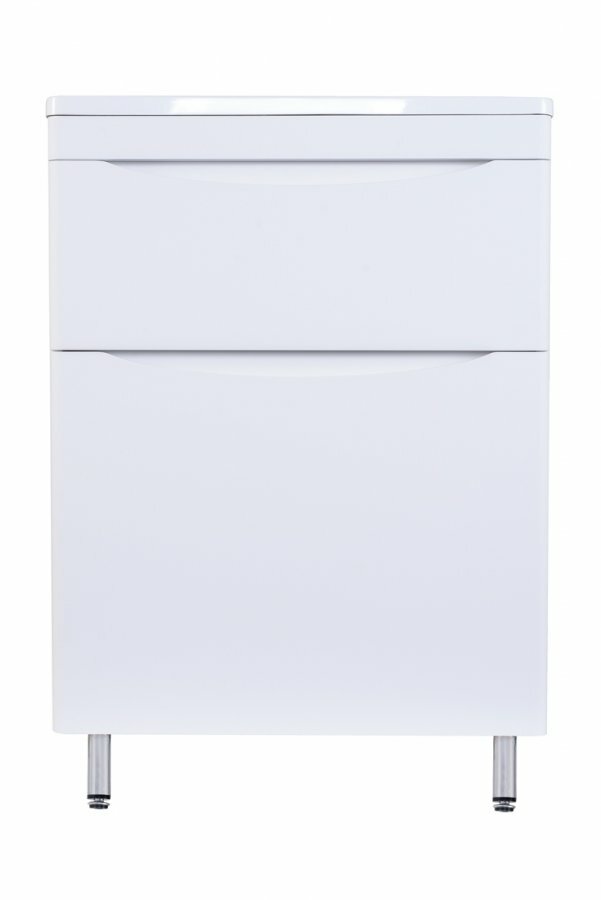Тумба напольная Style Line Бергамо мини 70 (2 ящ.) + Умывальник Каре Люкс мини 700х350 Люкс антискрейтч белый