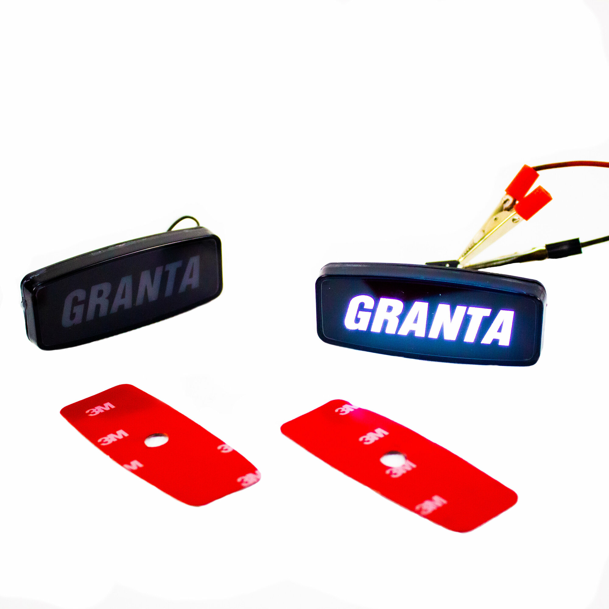 Повторители поворота Гранта декоративные диодные, заглушки с надписью Granta белая подсветка комплект 2шт.