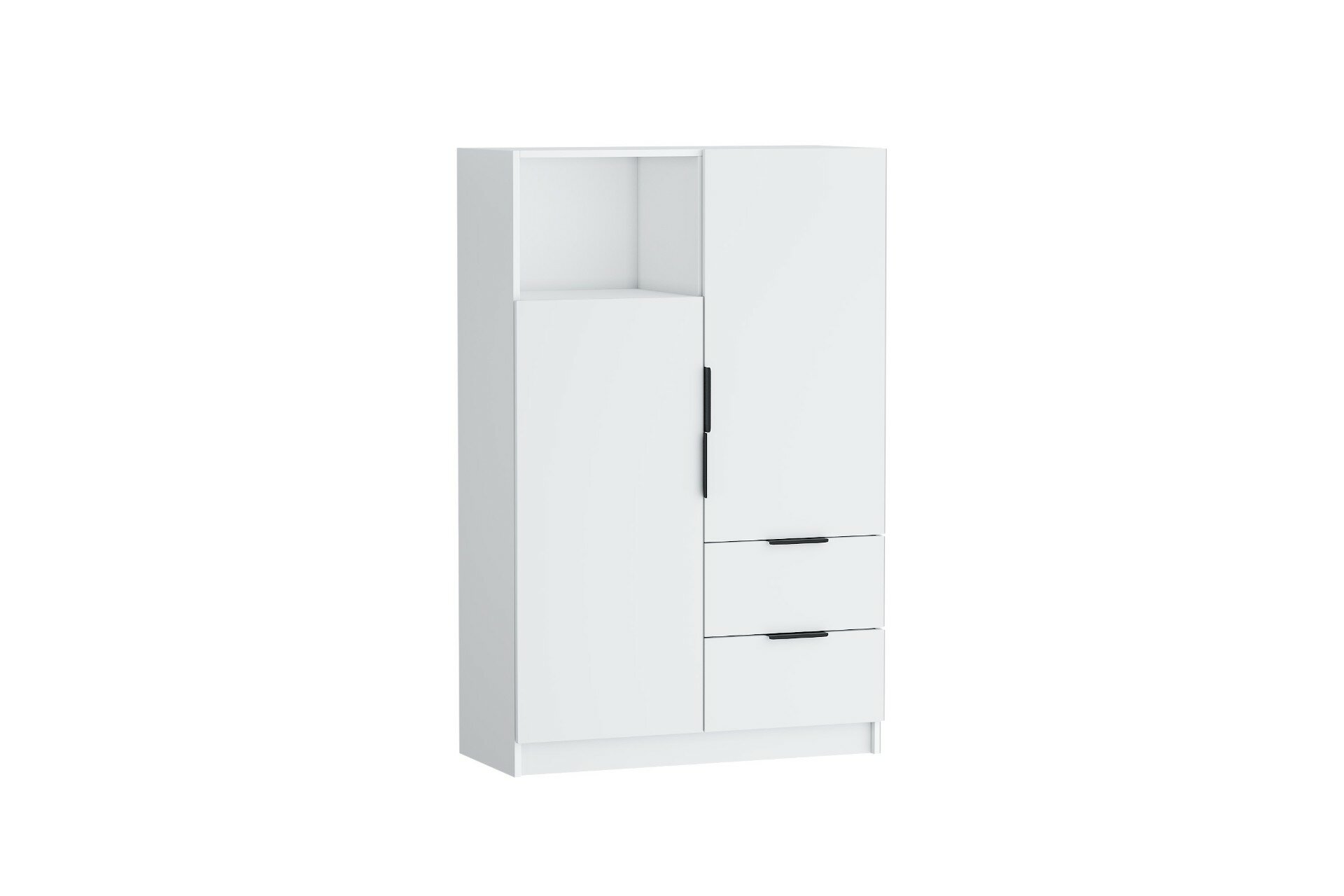 Книжный шкаф, распашной Лигия, Легкомаркет, с ящиками, открытая ниша, 1100-400-1400, белый