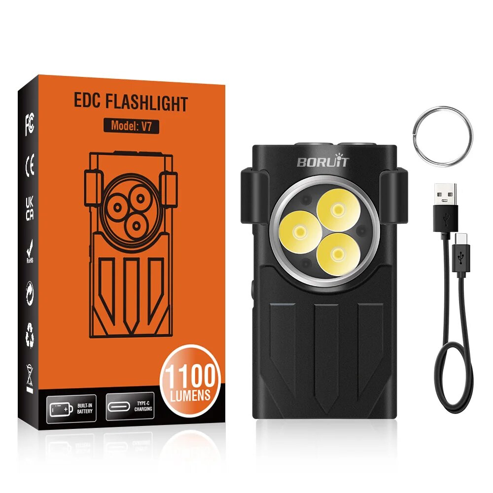 BORUiT V7 красный фонарик Black