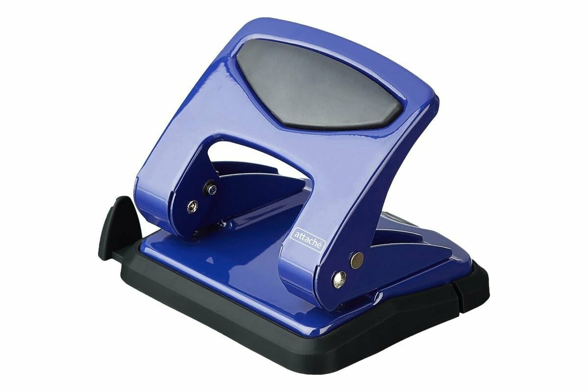 Attache дырокол для бумаги до 35 листов металлический синий с блокировкой 1005052