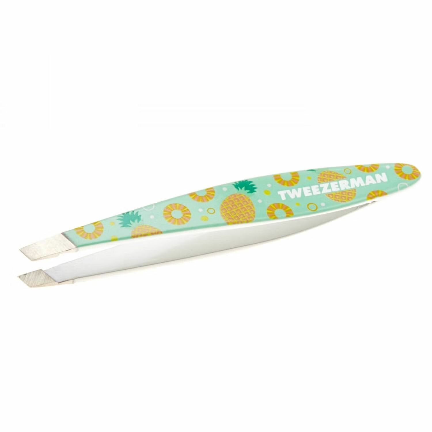 Пинцет Tweezerman "Mini Slant Tweezer", для бровей, нержавеющая сталь, Pineapple Punch