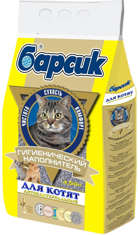 Барсик для котят наполнитель впитывающий для туалета котят (4,54 л х 4 шт)