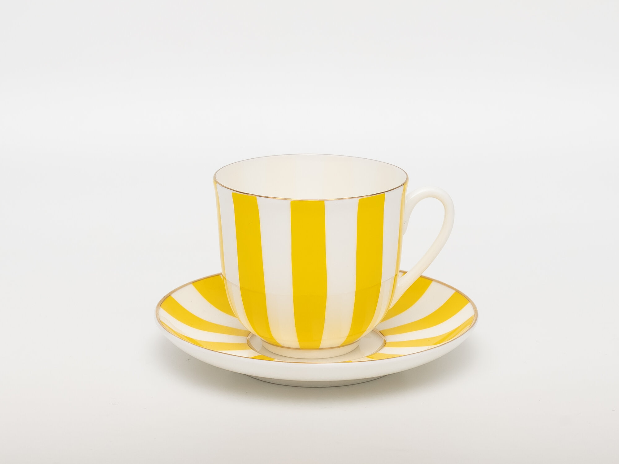 Кофейная пара 180 мл. Форма "Ландыш", рисунок "Да и Нет, желтый". Костяной фарфор.