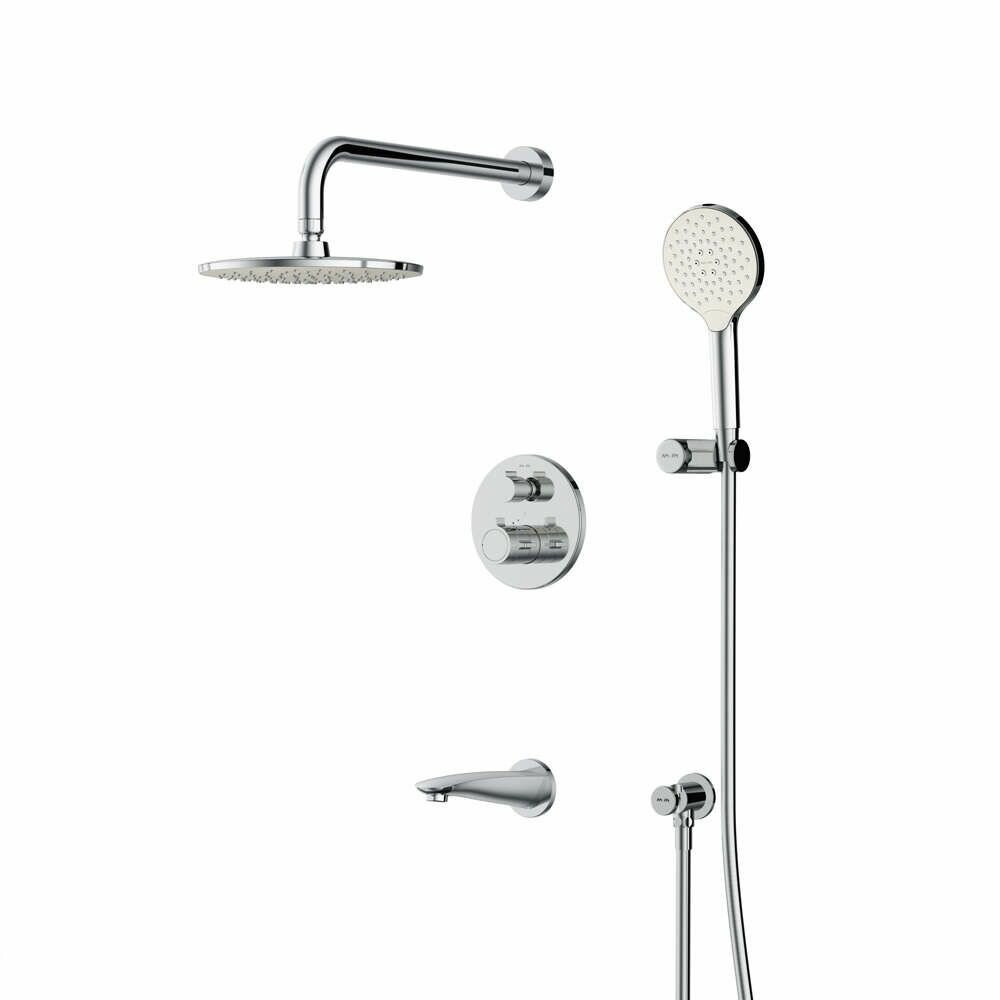 FT85A3RH10 Набор AM.PM X-Joy смеситель с ТМС, верхний душ 220 мм, излив, ручной душ, хром