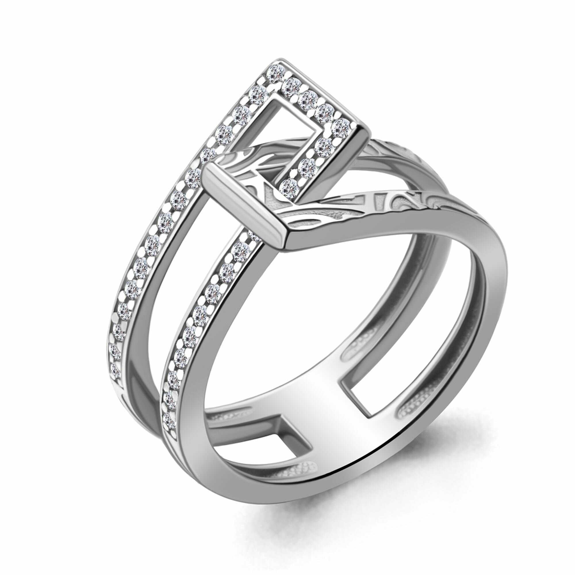 Кольцо, серебро, 925 проба, родирование, фианит