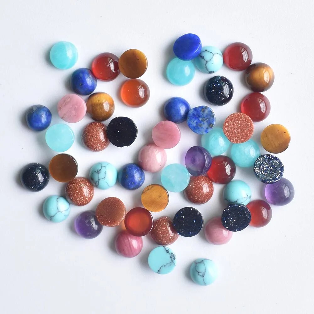 Натуральные кабошоны из лазурита, аметиста и оникса 4 мм (100 шт.) rose quartz