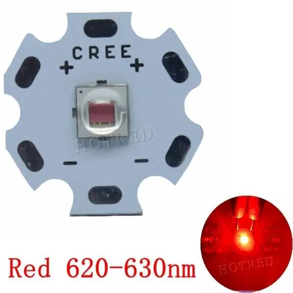 Светодиоды HotRed XLM 5050-T6L2 10 Вт 5 цветов Red 620-630nm, 20mm White PCB