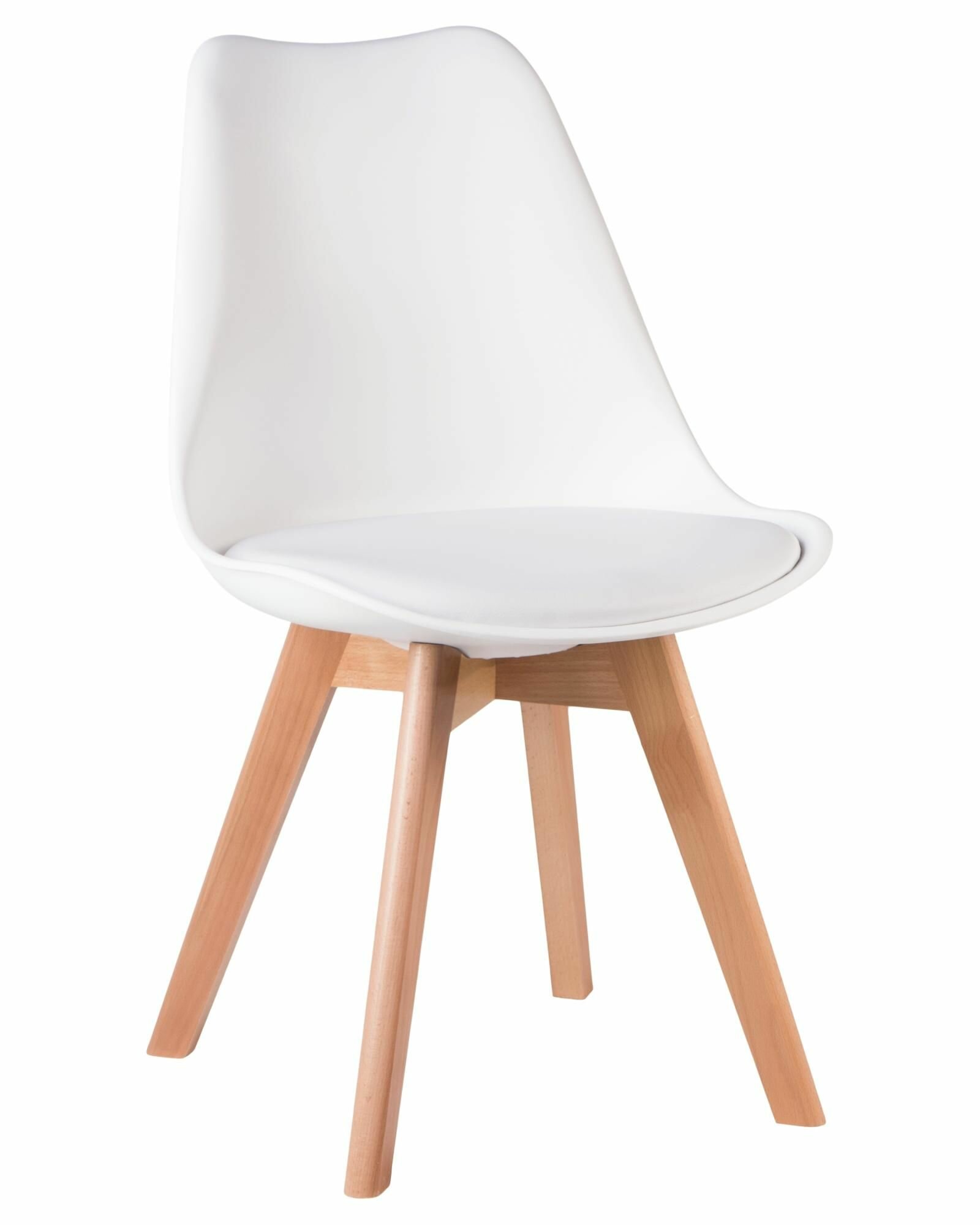 Стул обеденный LMZL-PP635 DOBRIN белый, экокожа, дерево, мягкое сиденье, без подлокотников