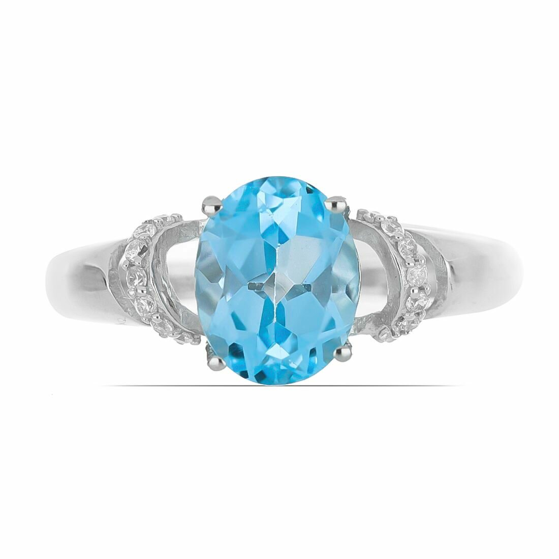 Кольцо, серебро, 925 проба, родирование, фианит, топаз