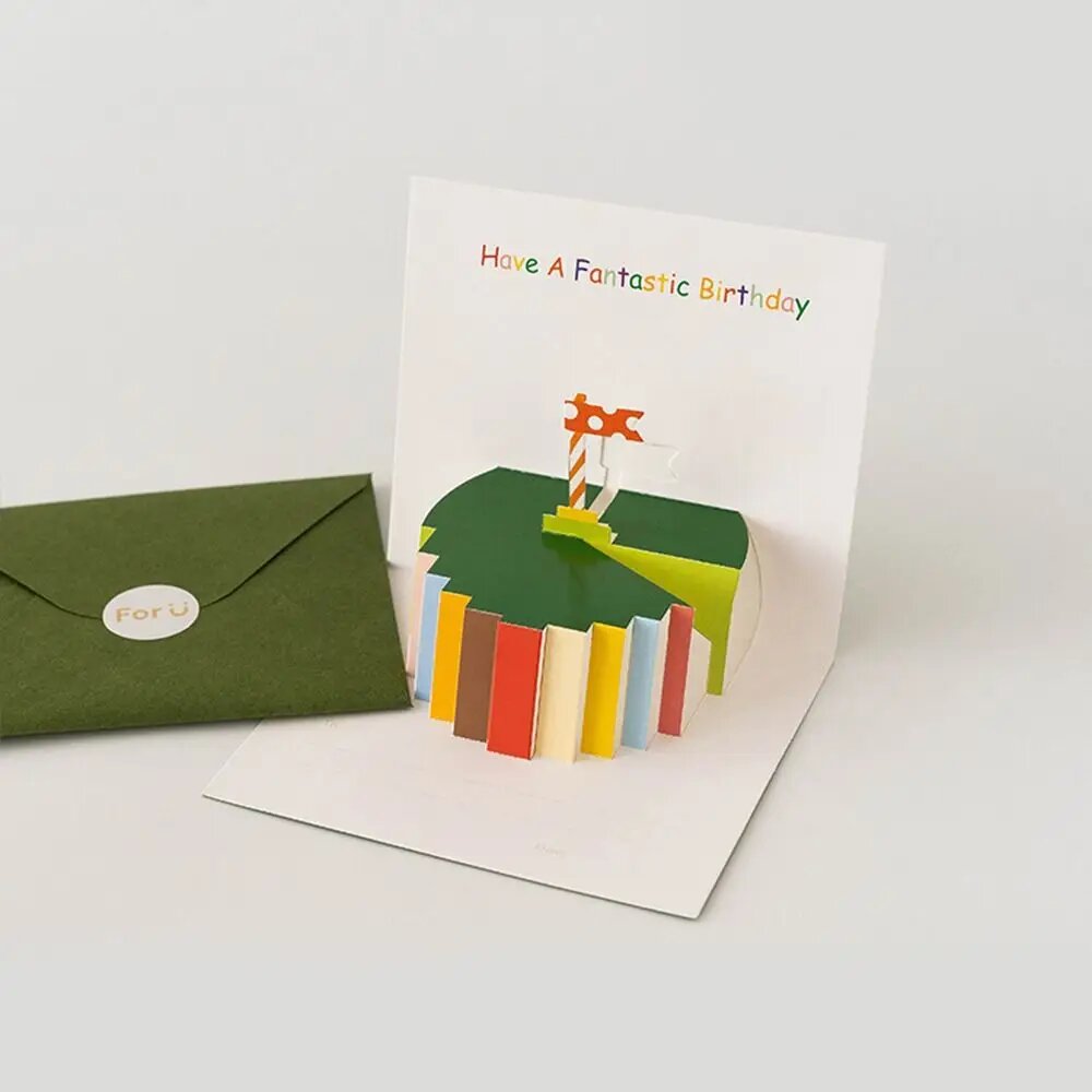 Картонная открытка на день рождения, складная, легко носить с собой, поздравительная открытка с конвертом, любовная открытка, прочная открытка на день отца, фестивали