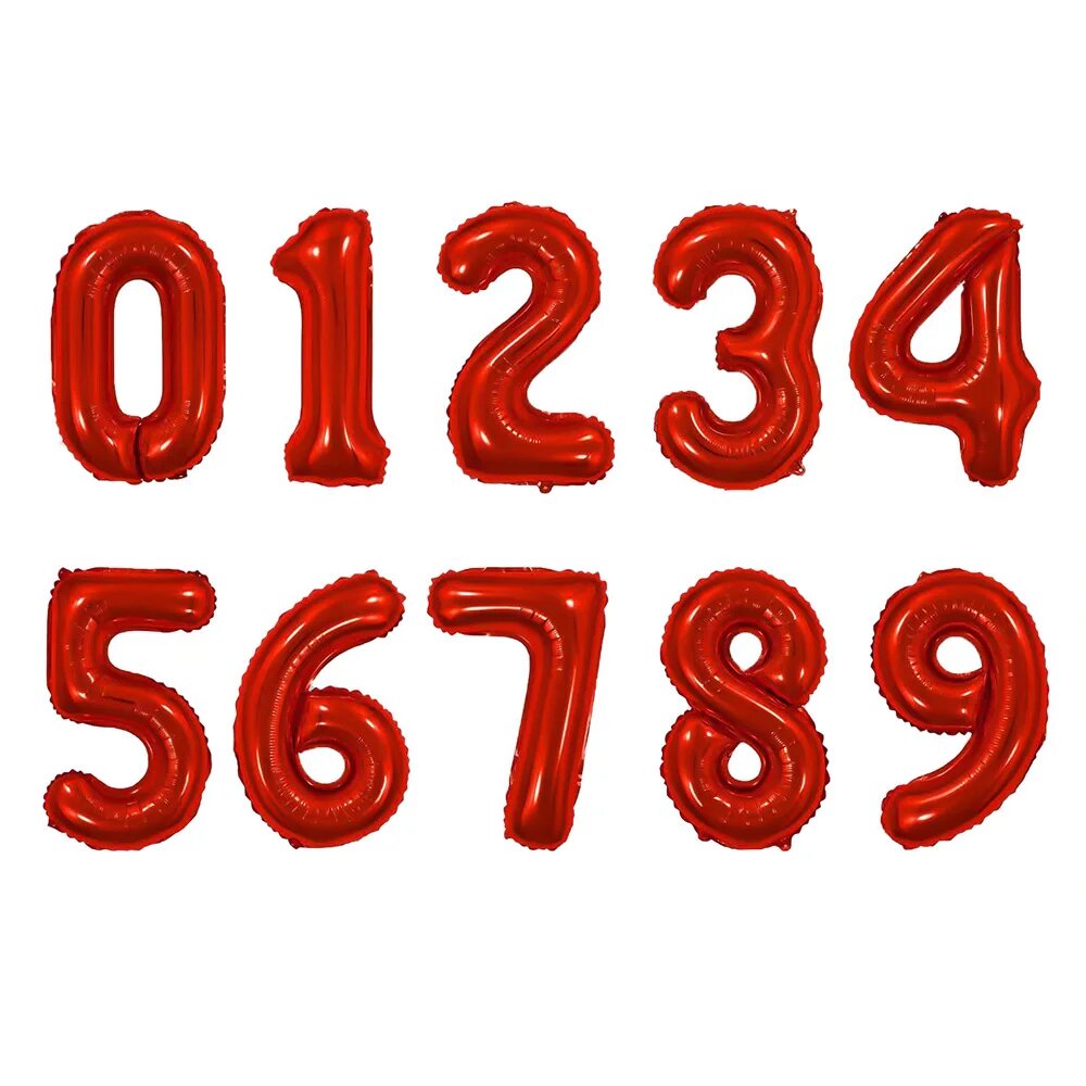 Шары-цифры MicroPlush 40 дюймов Красный, Red, 6