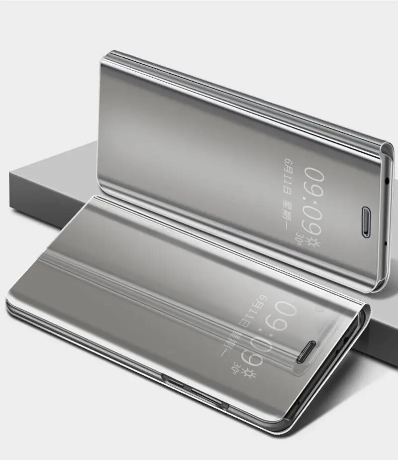 Умный зеркальный флип-чехол Honar Honer X8, кожаный чехол для Серебряный, silver, For Honor X8 4G
