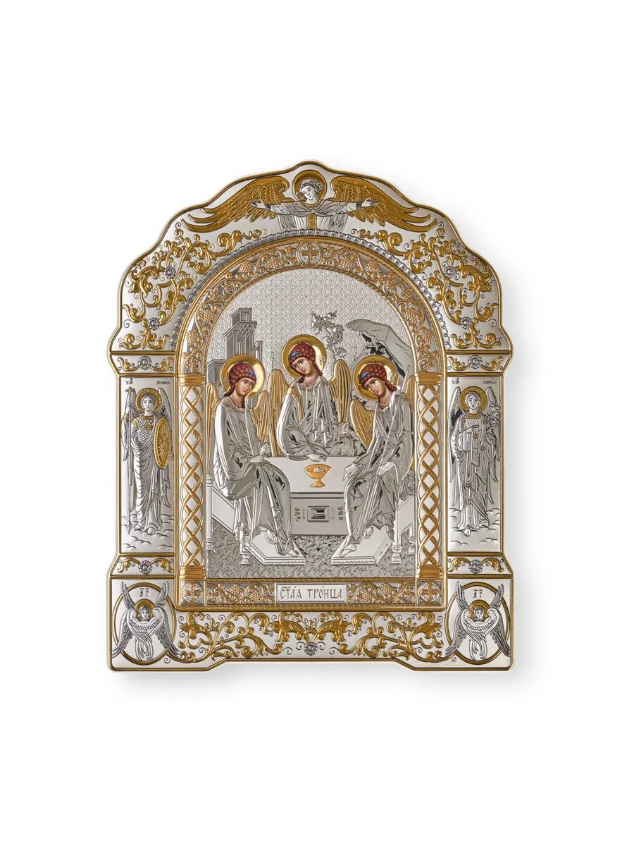 Икона серебряная, греческая Троица 206х270мм.