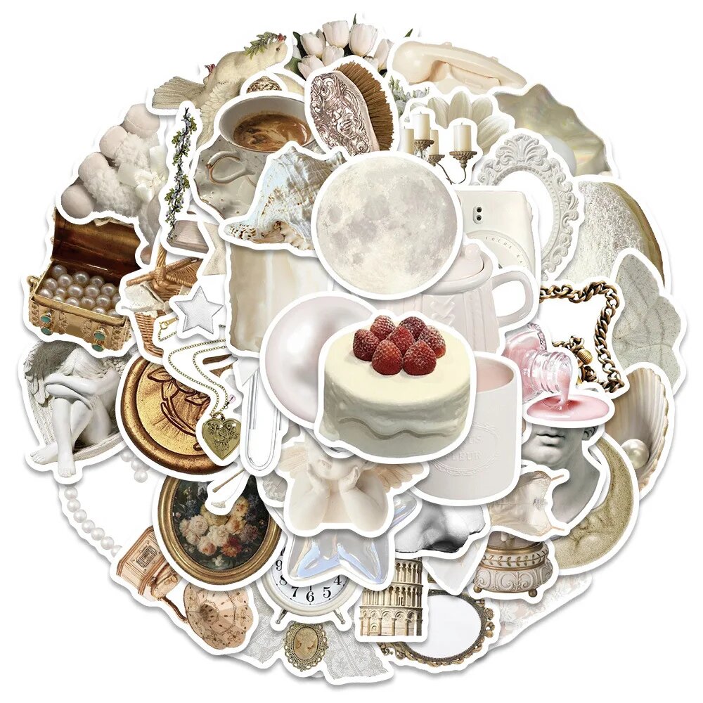 Белые наклейки GOGOTU, 50PCS