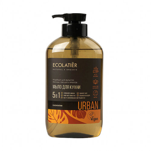 Жидкое мыло для рук Ecolatier Urban кухонное, Клементин, 600 мл