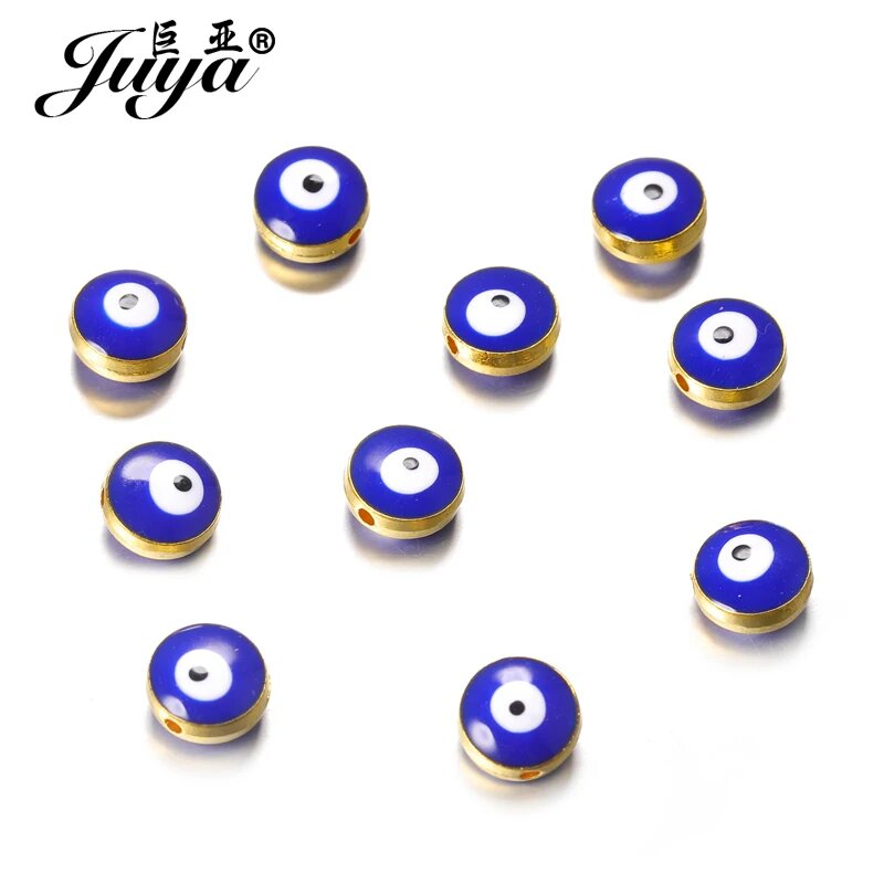 Juya турецкие бусины от сглаза 10 мм 15 шт blue-golden