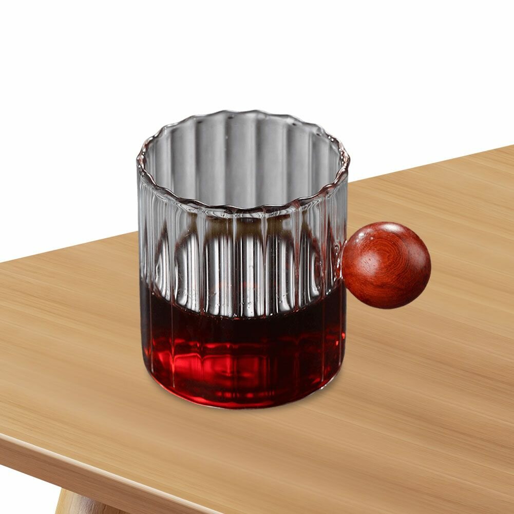 Мерный стаканчик для кофе из итальянского стекла, деревянная ручка, с отверстием для отвода воды, легко моется, красив и практичен