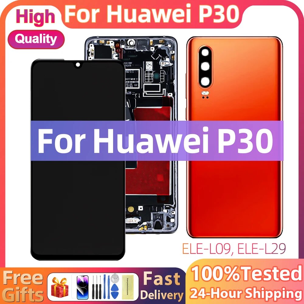 6,1-дюймовый AMOLED для Huawei P30, дисплей ELE-L29 ELE-L09 ELE-L04, дигитайзер сенсорного ЖК-экрана P30, запасные части в сборе