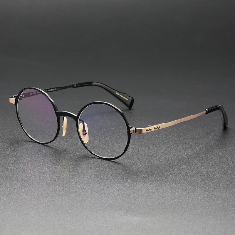 Круглые очки из титана для близорукости black gold
