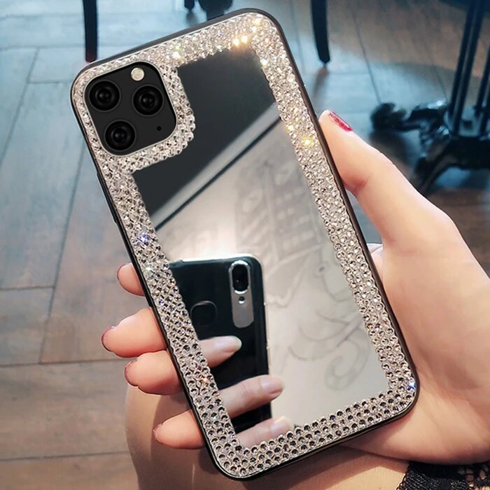 Женский зеркальный чехол со стразами и бриллиантами для iPhone 14 13 12 11 Pro Max XR белый, IP 15