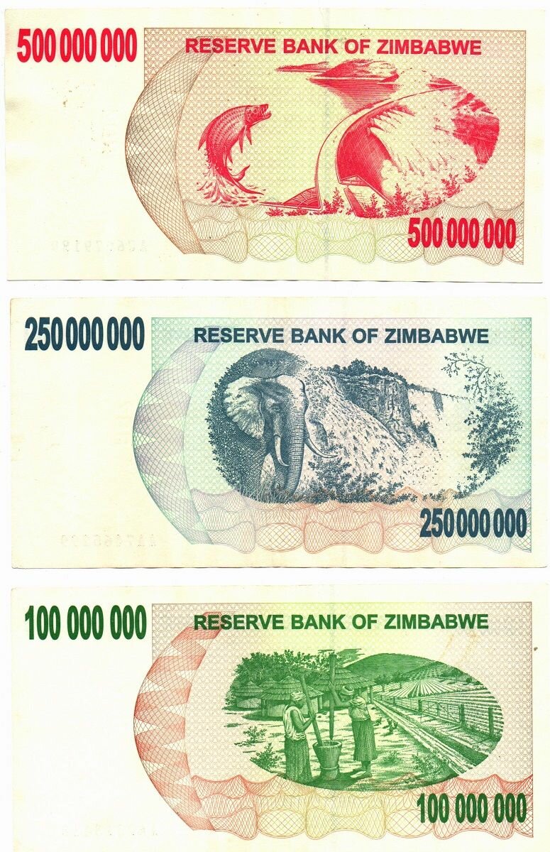 Доллары 500000000 Зимбабве 2008 год набор