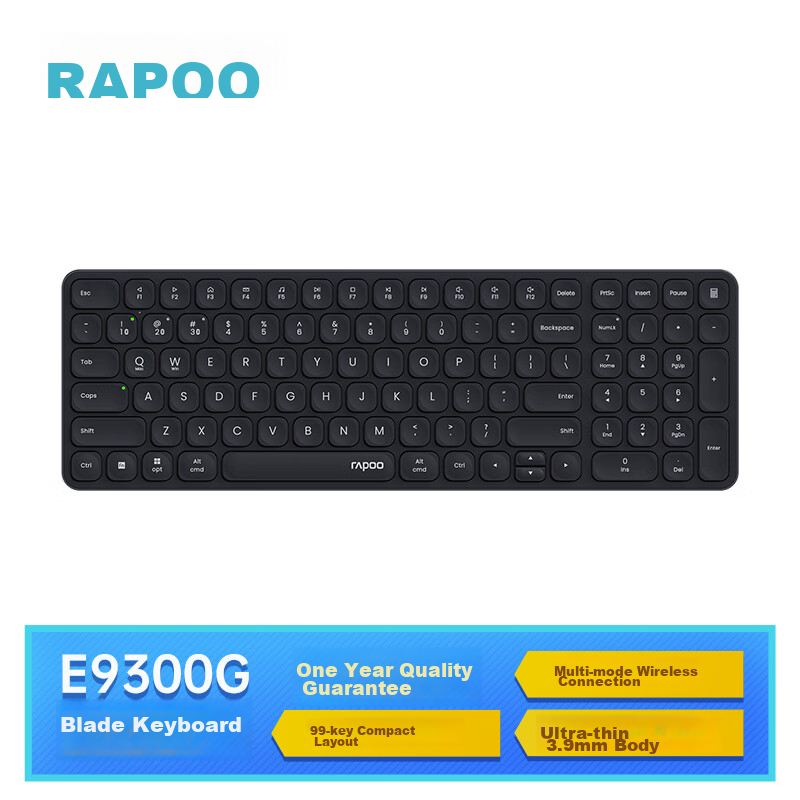 Rapoo E9300G Ультратонкая 99-клавишная беспроводная клавиатура с Bluetooth для офиса и ноутбука Цвет и эффект