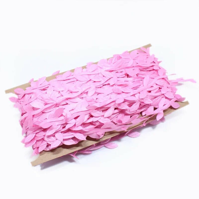 Ленты JING-SDIY из искусственного шелка с листьями 10 м Розовый, Pink