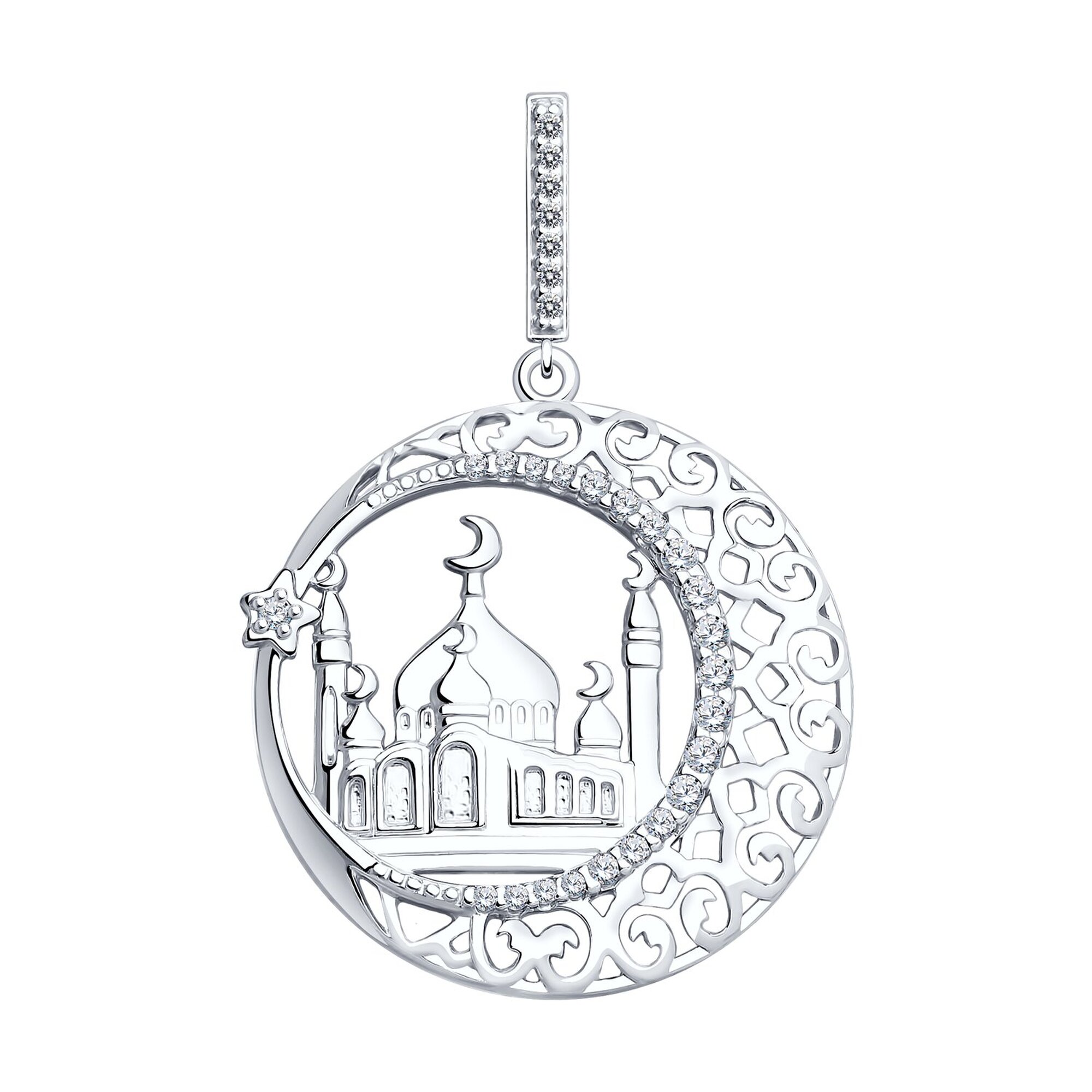 Подвеска, серебро, 925 проба, родирование, фианит