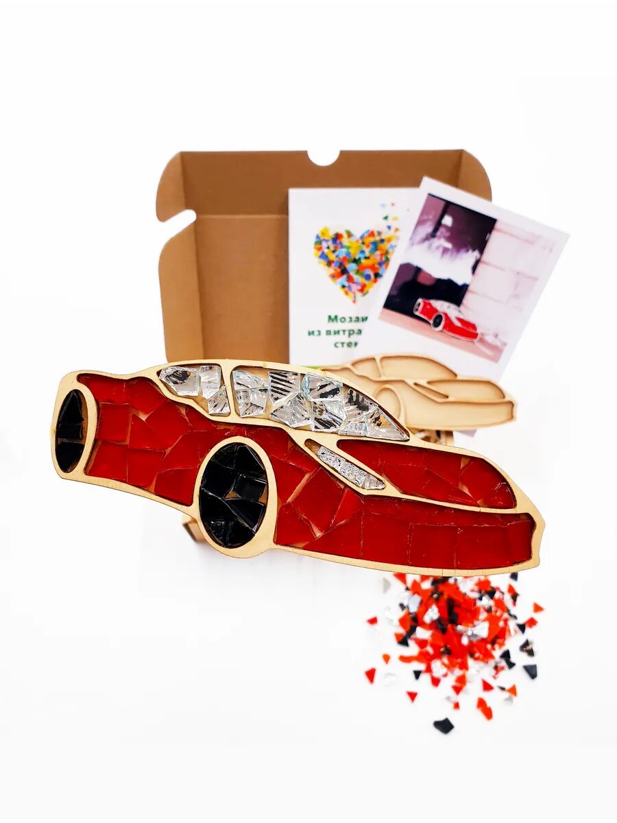 Набор для творчества мозаика стеклянная Автомобиль 14 см