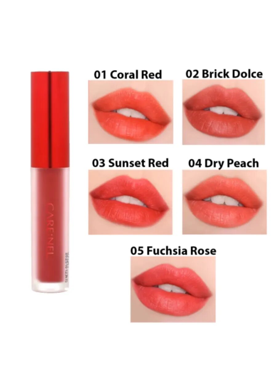 Тинт для губ CARE: NEL Ruby Airfit Velvet Tint 01 Coral Red, кремовый, кораллово-красный