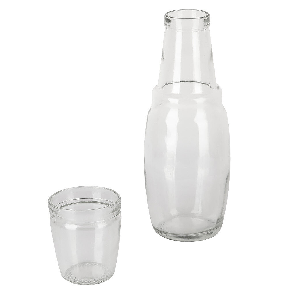 Графин со стаканом набор 2пр. , объем 1100/250 мл, прозрачный, форма бутылки, стекло, Nouvelle