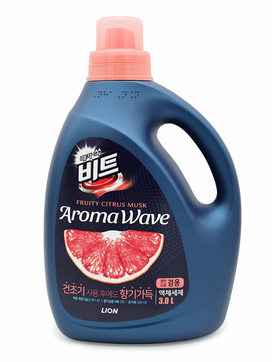 LION Гель концентрат парфюмированный для стирки Грейпфрут Aroma Wave Fruity Citrus Musk, 3000 мл