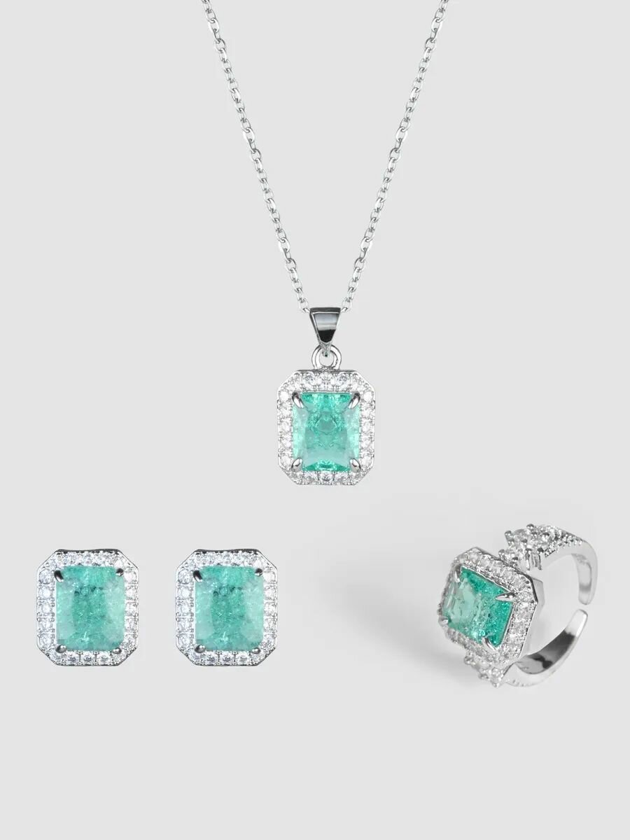 Комплект бижутерии: колье, искусственный камень