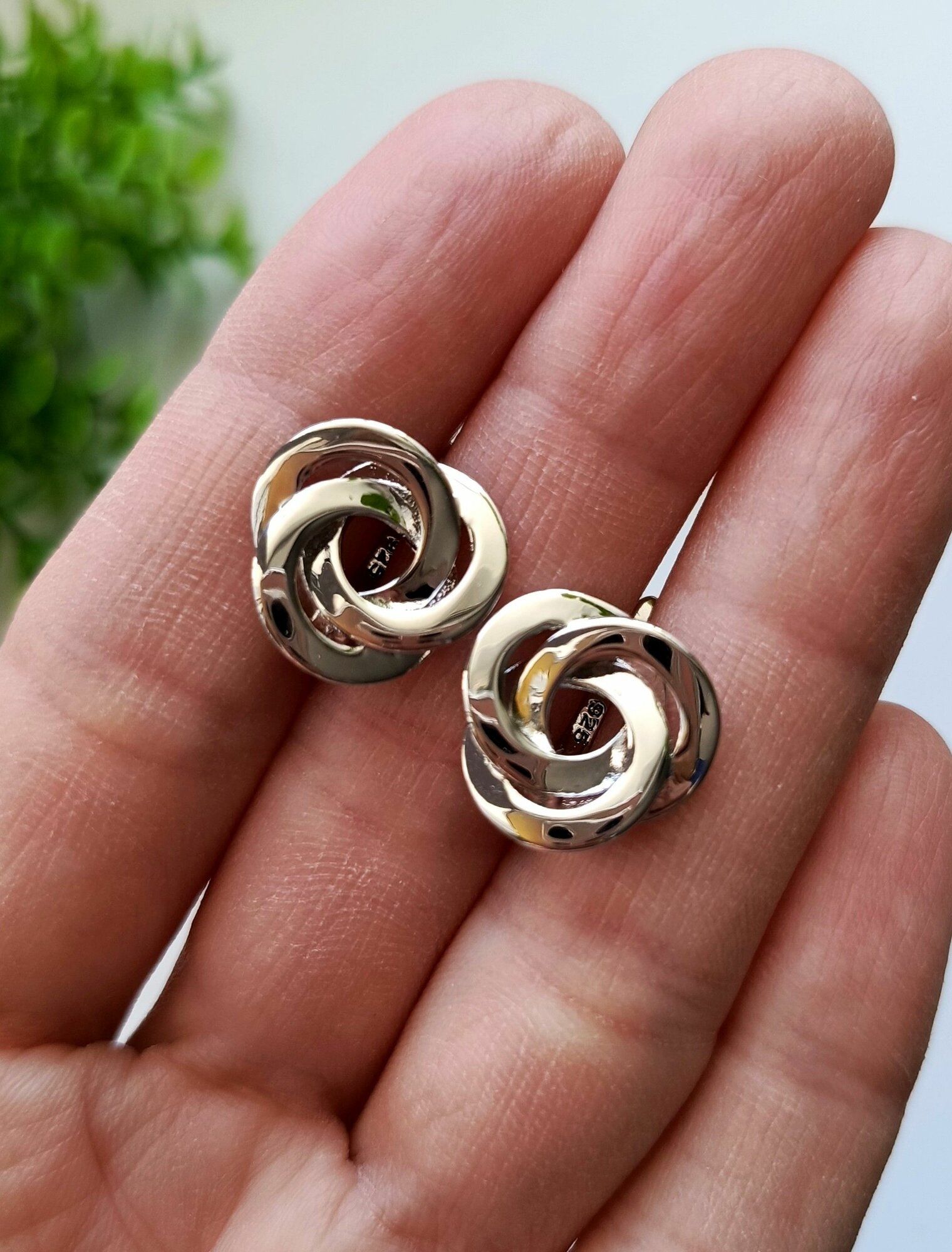 Швензы для сережек Цветок 15 мм английский замок. Латунь, родий. 1 пара. Корейская фурнитура для бижутерии, украшений