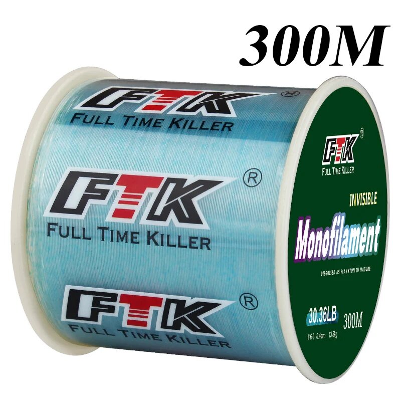 FTK 500 м золотая сверхпрочная монофильная леска для ловли карпа 4.5-0.35mm-21.34LB, 300M-Blue