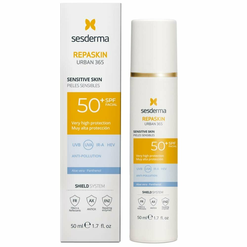 Солнцезащитный крем для чувствительной кожи лица Sesderma Repaskin Urban 365 SPF50+, 50 мл
